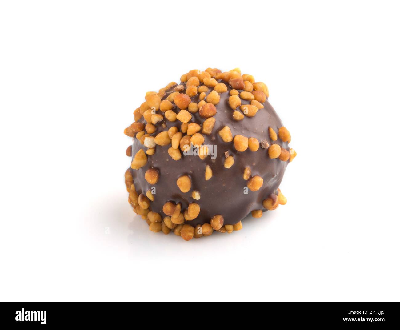 Chocolate caramel ball candy with almonds isolated on white background ...