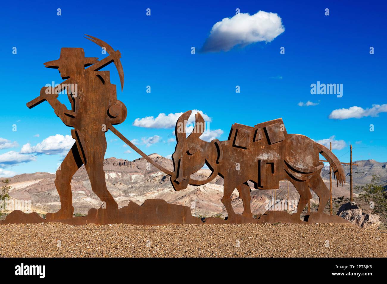 Steel town sign, gold miners of Beatty, Nevada, USA Stock Photo - Alamy