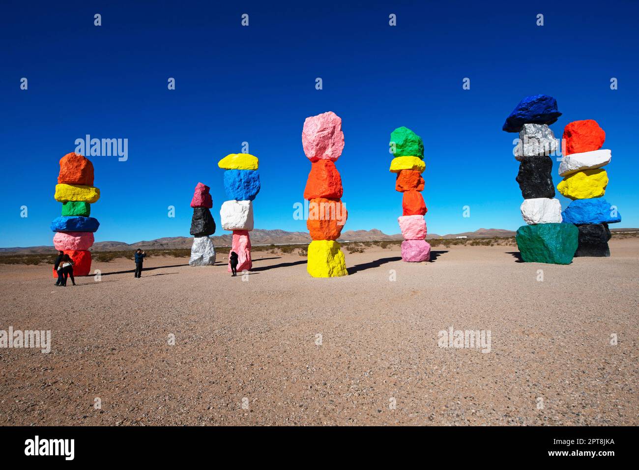 Seven Magic Mountains, artwork, totems made of boulders, by Ugo ...