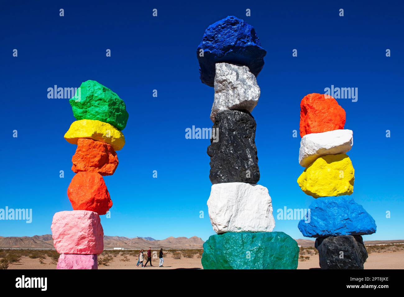 Seven Magic Mountains, artwork, totems made of boulders, by Ugo ...