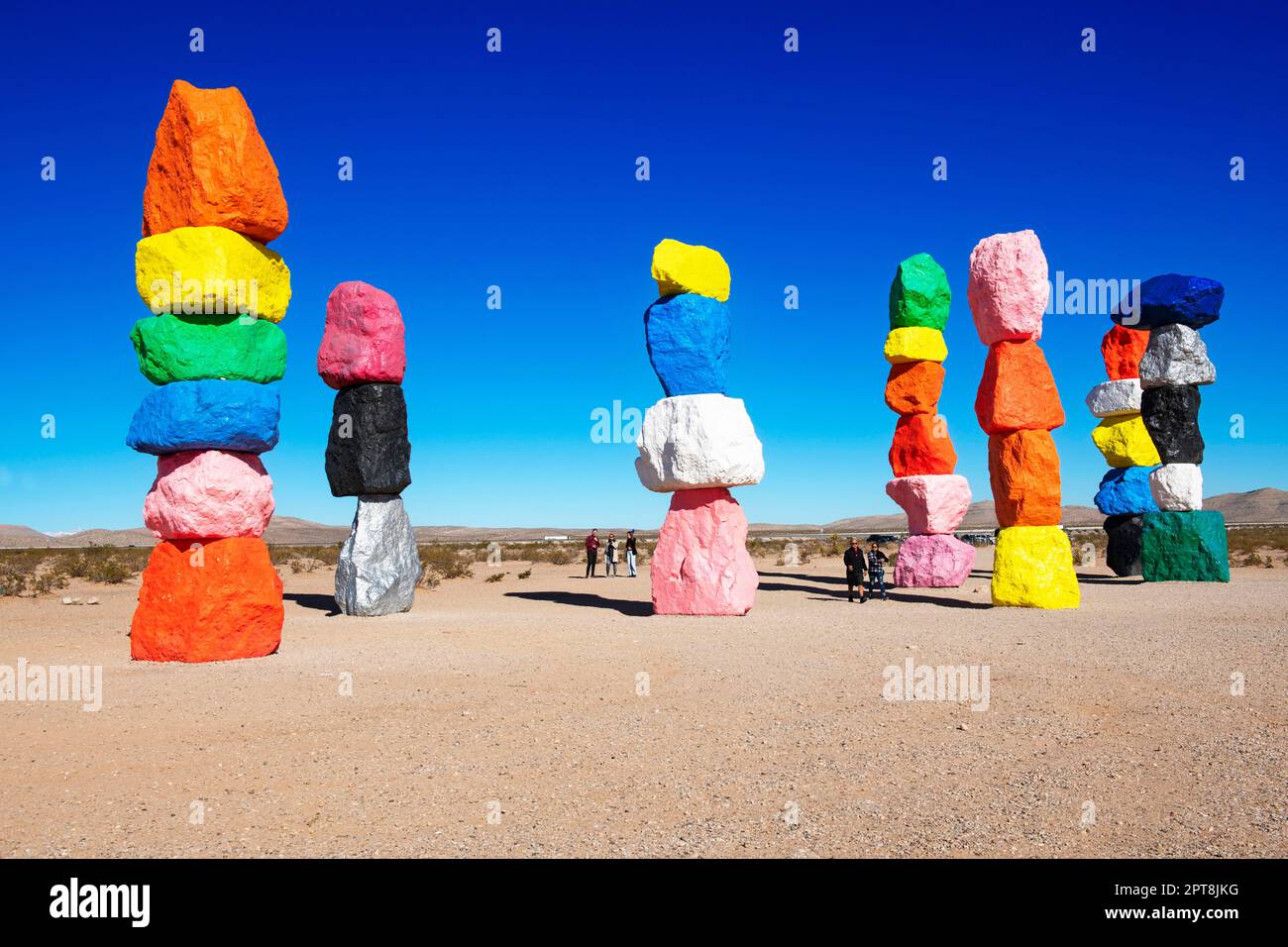 Seven Magic Mountains, artwork, totems made of boulders, by Ugo ...