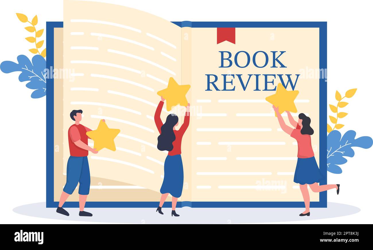 Book Review Template Hand Drawn Cartoon Flat Illustration with Reader ...