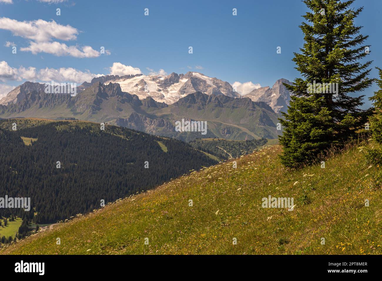 Dolomiti Alps in Alta Badia landscape amd peaks view, Trentino Alto ...