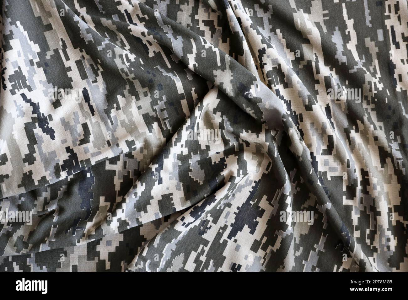 Fabric with texture of Ukrainian military pixeled camouflage. Cloth ...