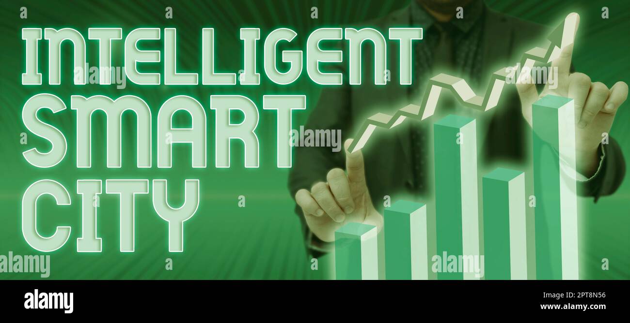 Text showing inspiration Intelligent Smart City, Conceptual photo Urban ...