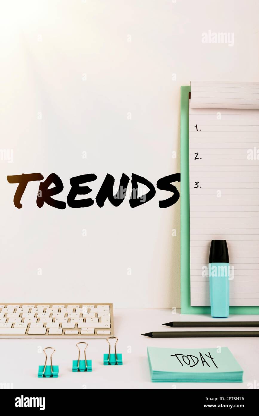 Text caption presenting Trends, Internet Concept general tendency of ...