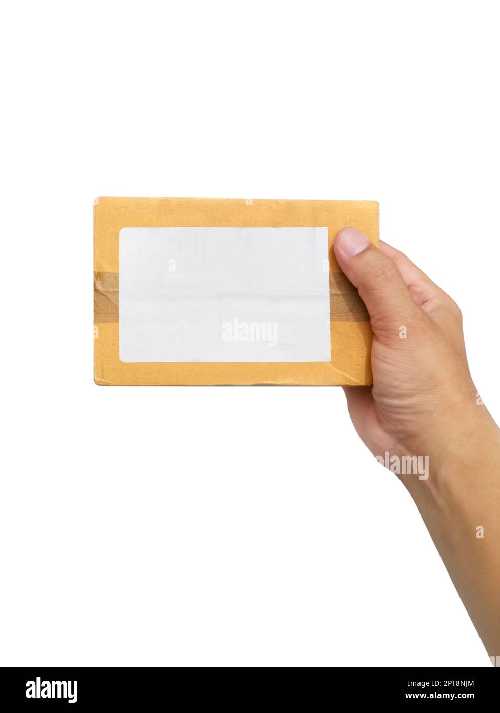 Box in hand on white background isolation Stock Photo - Alamy