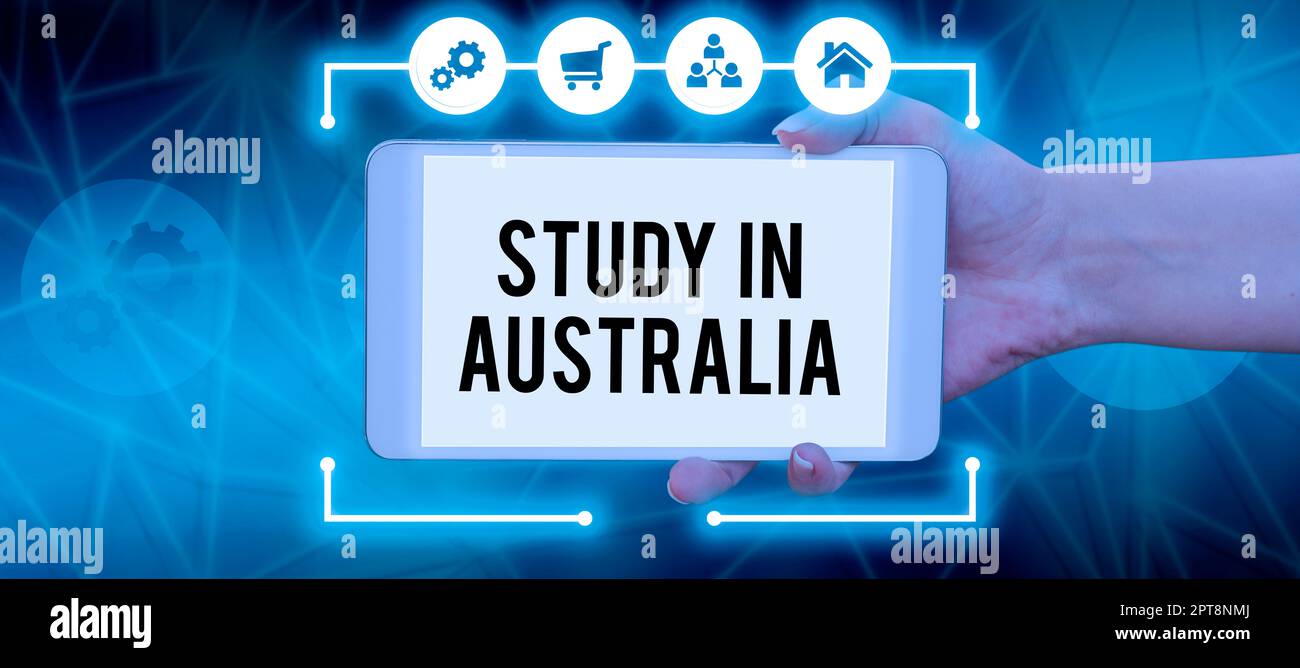 Hand writing sign Study In Australia, Business approach going into ...