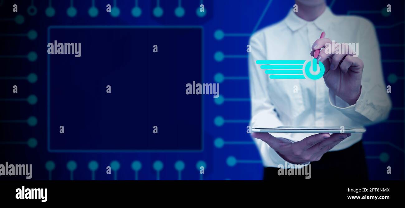 Business Man Presenting New Futuristic Technologies Stock Photo - Alamy