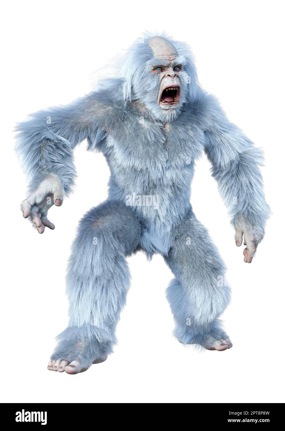 3D rendering of a fantasy creature yeti isolated on white background ...