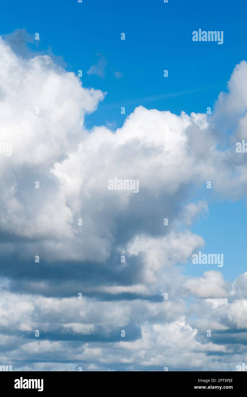 Full frame view of gathering clouds with clear space overhead and blue ...