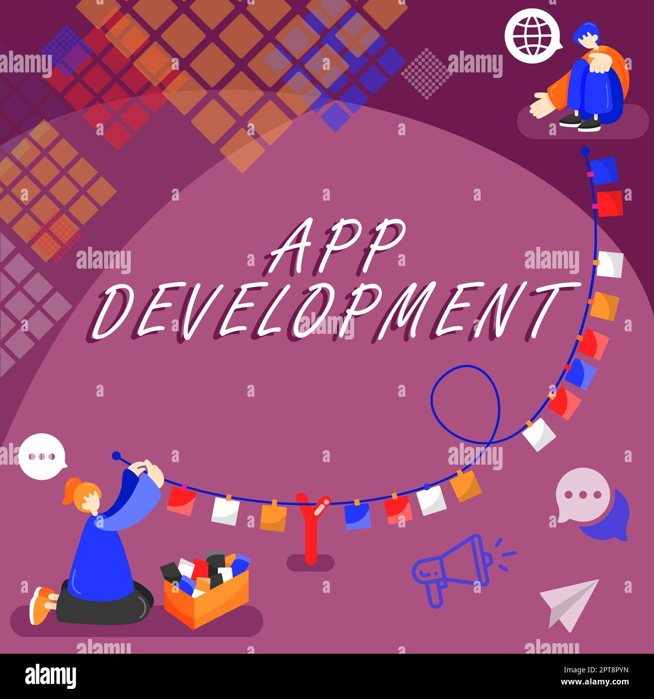 Text caption presenting App Development, Word Written on producing ...