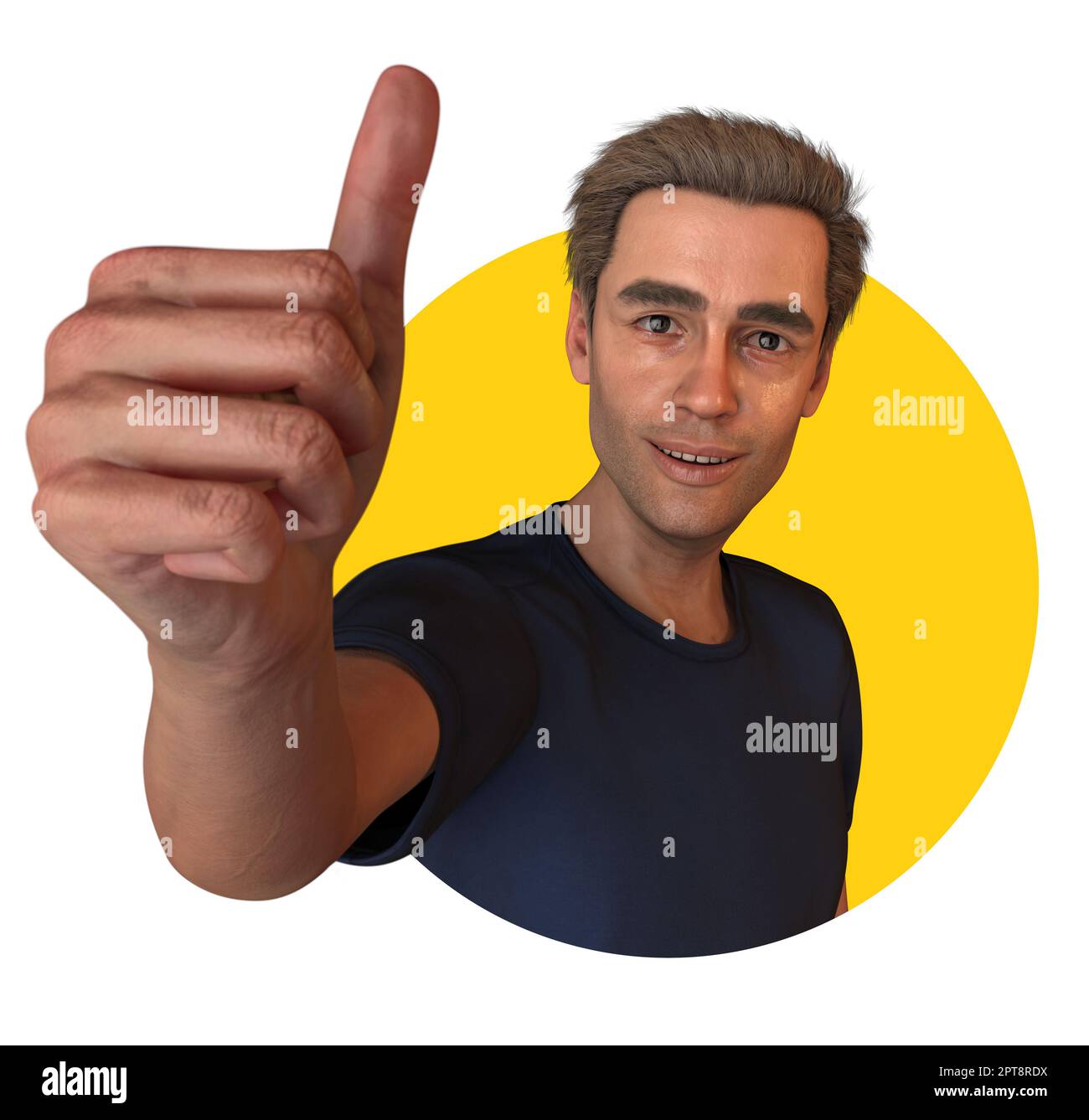 yes man character thumb up like cartoon positive bravo in yellow circle ...