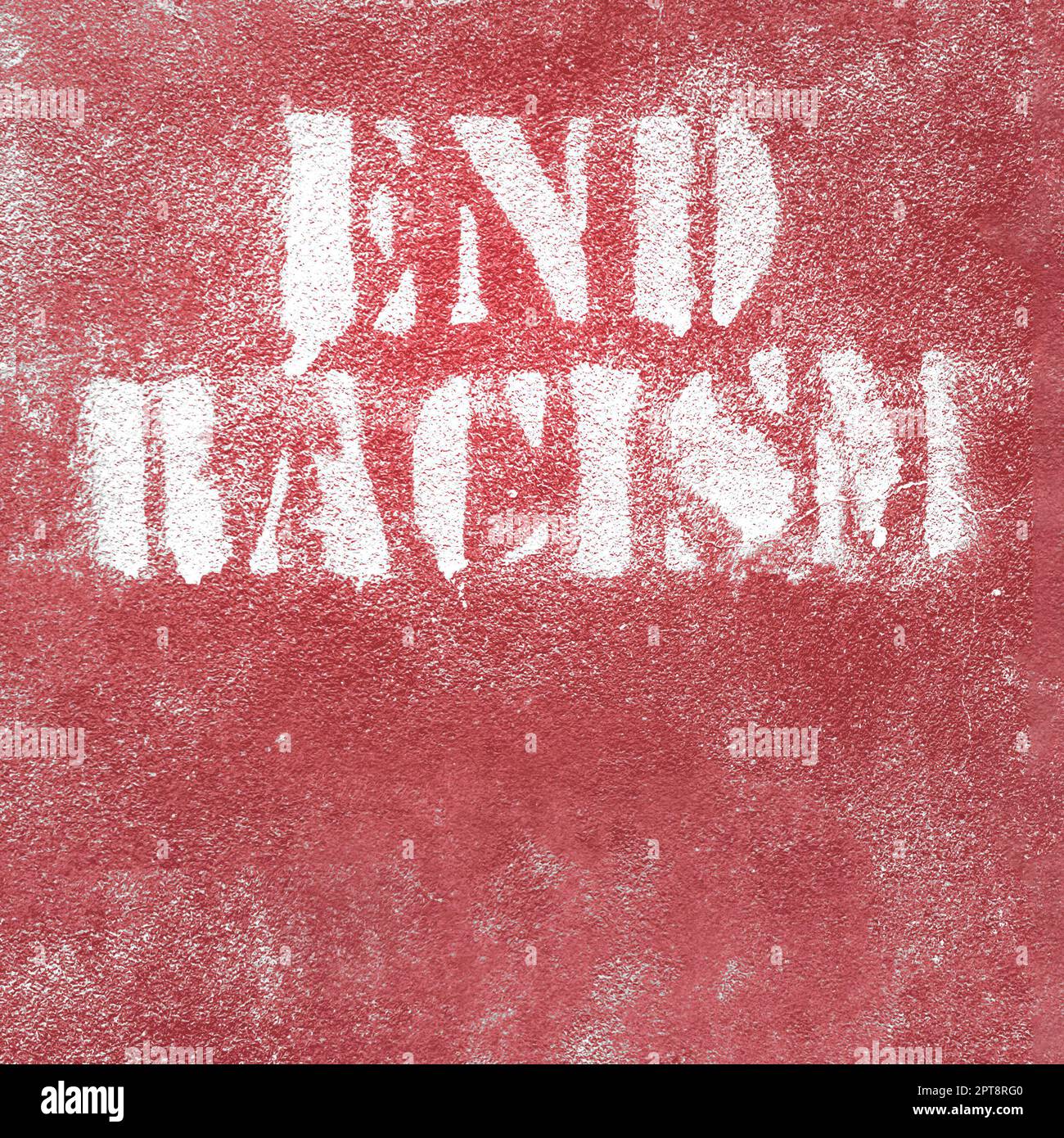 End racism message on wall. END RACISM on red wall. Ideal for concepts ...