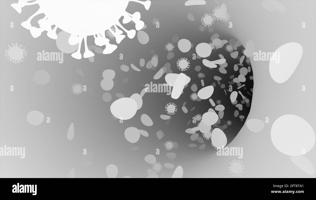Virus and bloods cells in vein . gray colors. covid-19. coronavirus ...