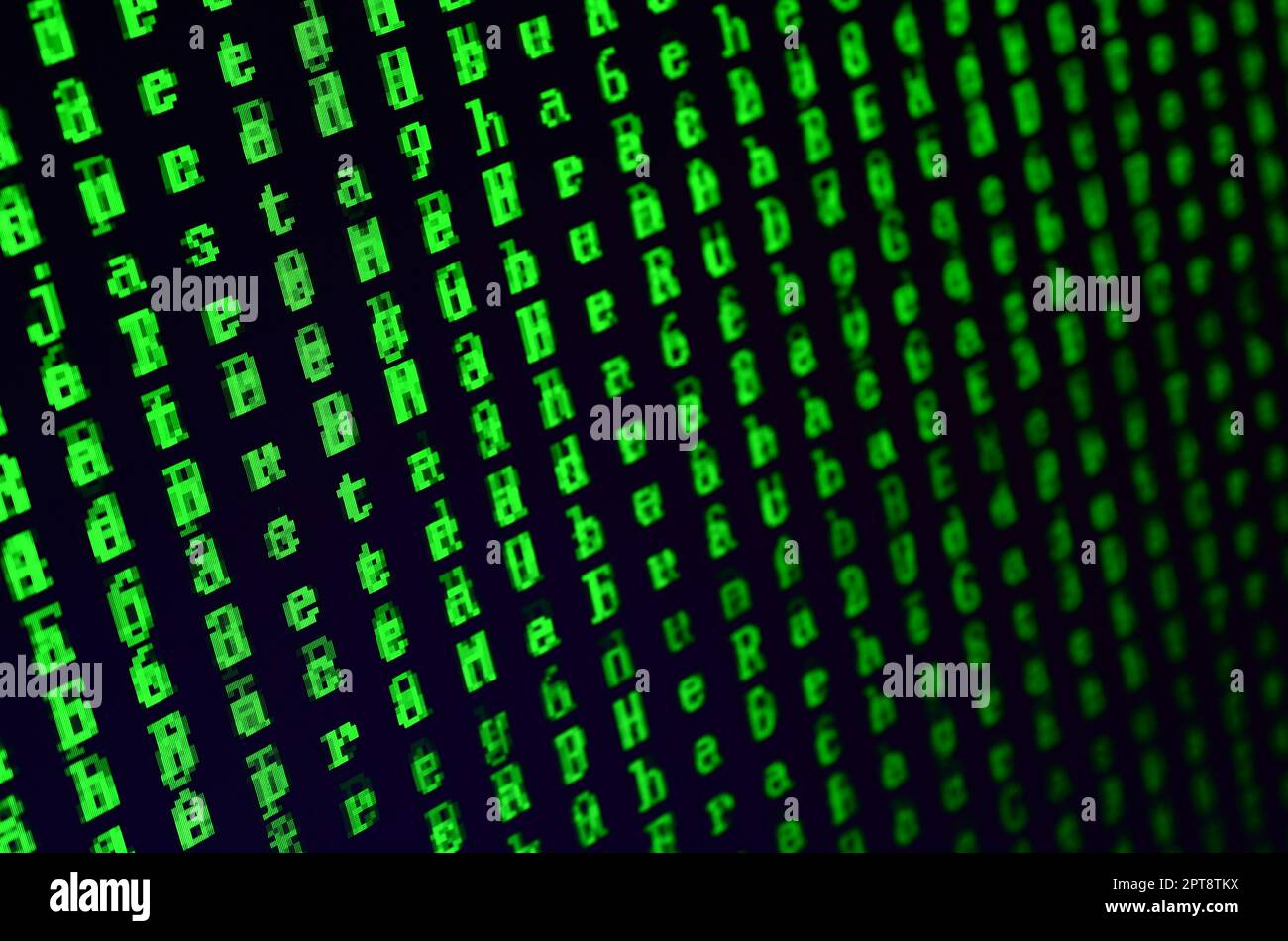 Macro shot of a glitch on the monitor of an office computer. The ...