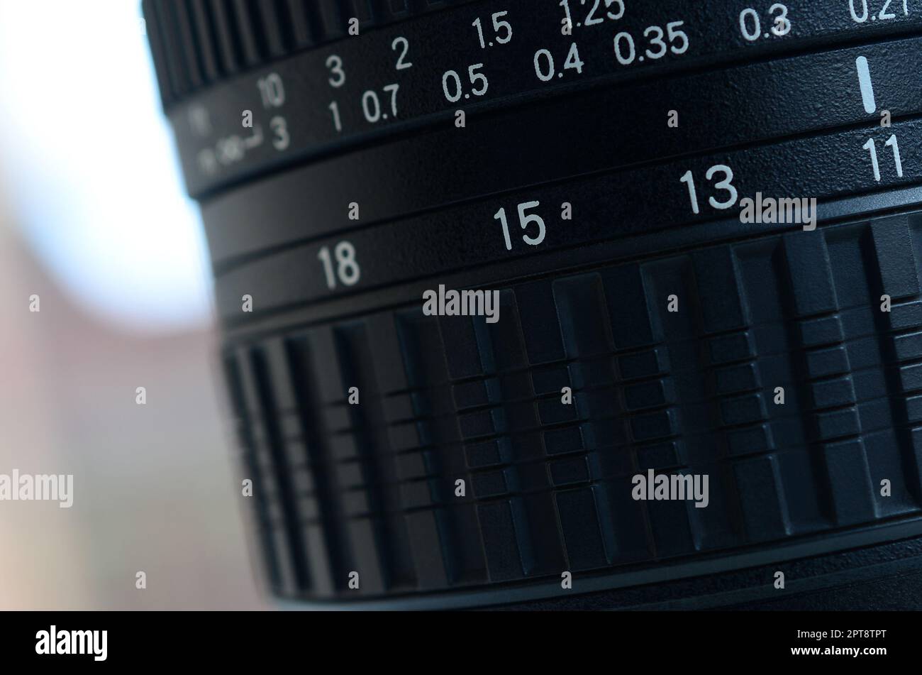 Fragment of a wide angle zoom lens for a modern SLR camera. The set of ...