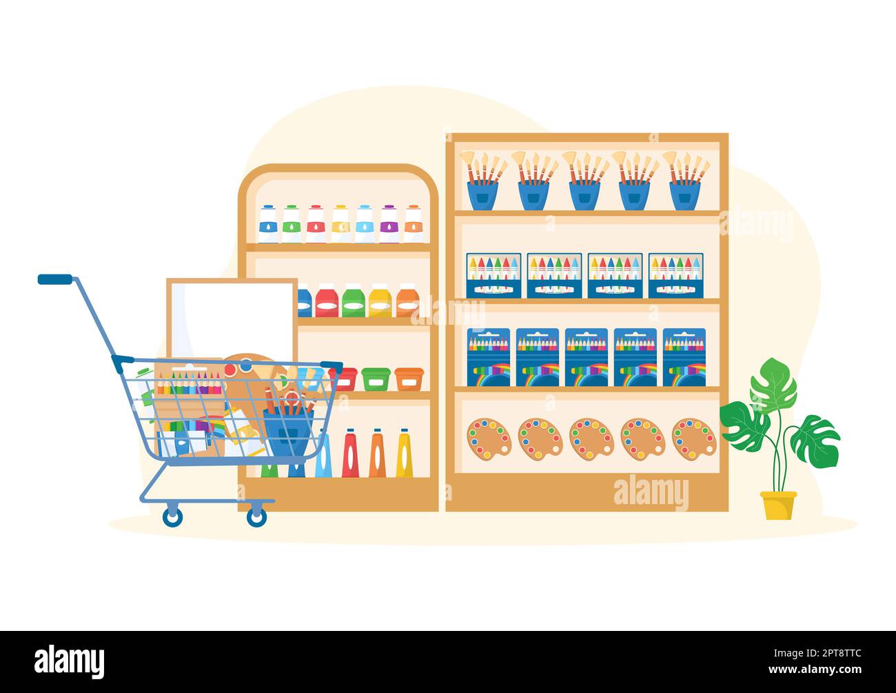 Art Shop with Painting Supplies Store Accessories and Tools for Drawing ...