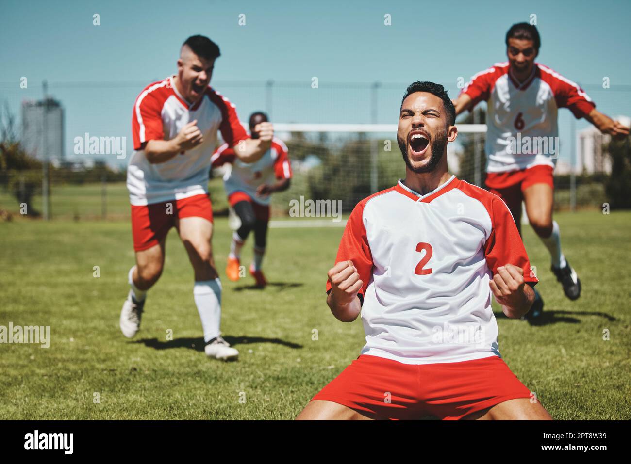 Sport football celebrating cheering running hi-res stock photography ...