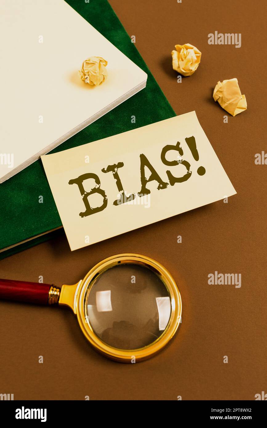 Hand writing sign Bias, Internet Concept a flat surface on which ...