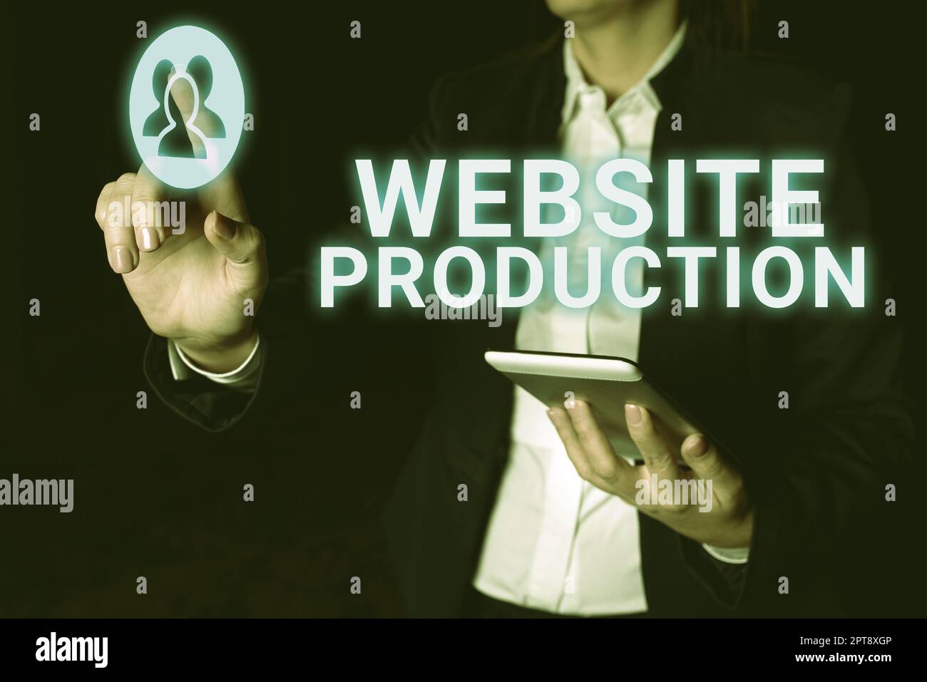 Text caption presenting Website Production, Business overview creating ...