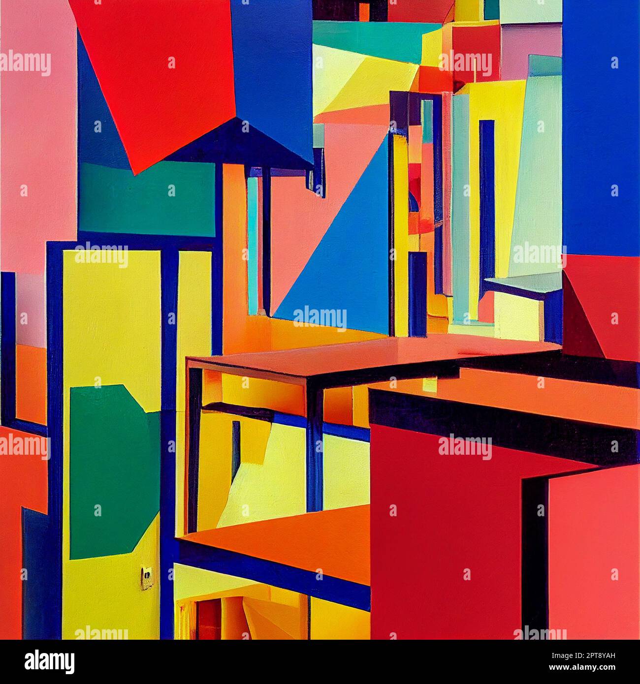 An eclectic artwork, colorful background, cubism art style. Painting ...