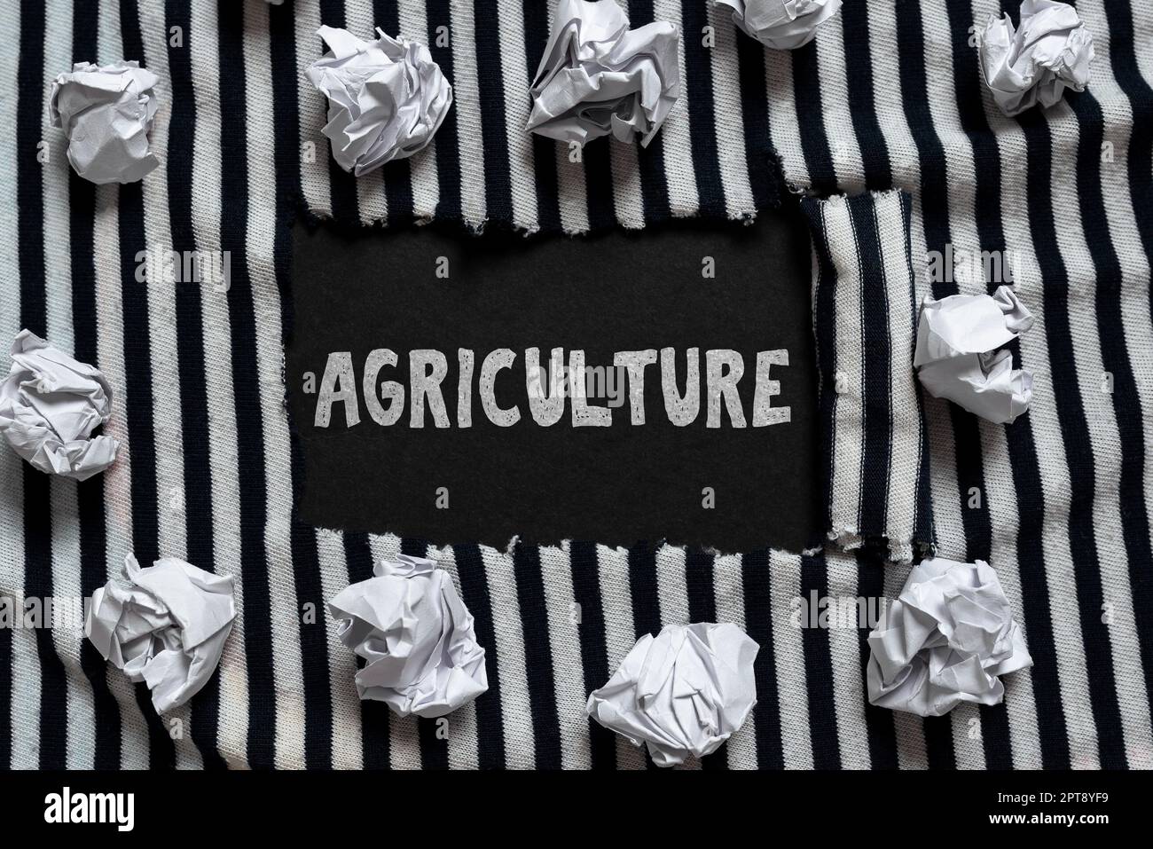 Text caption presenting Agriculture, Word Written on a condition marked ...