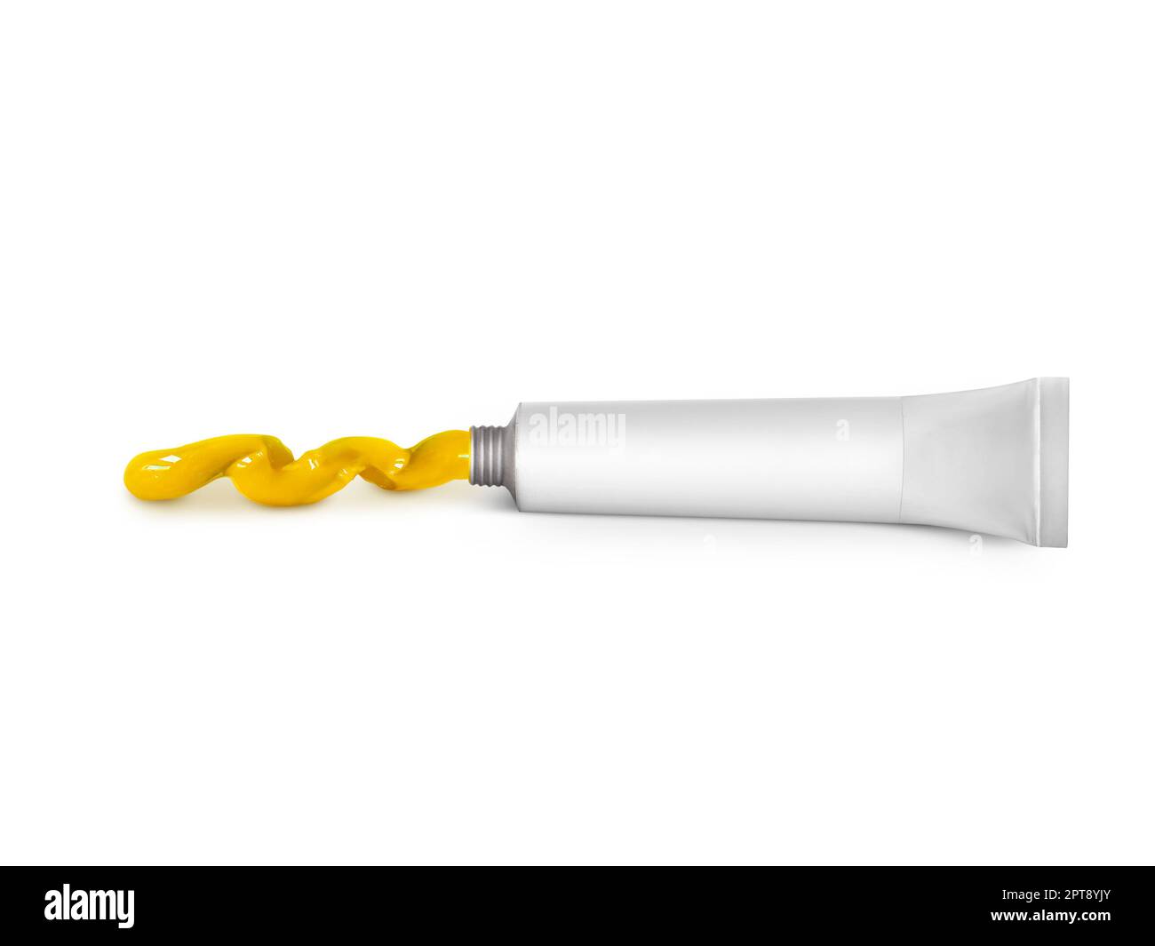 Yellow paint tin tube squeezed on white background isolated Stock Photo ...