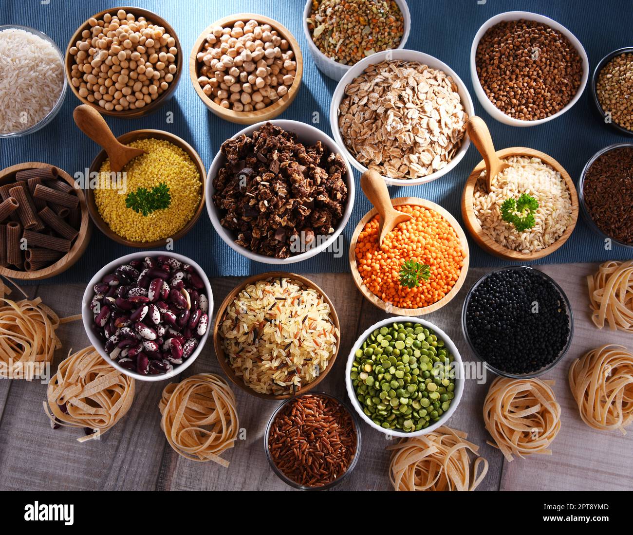 Composition with different kinds of dry food products Stock Photo - Alamy