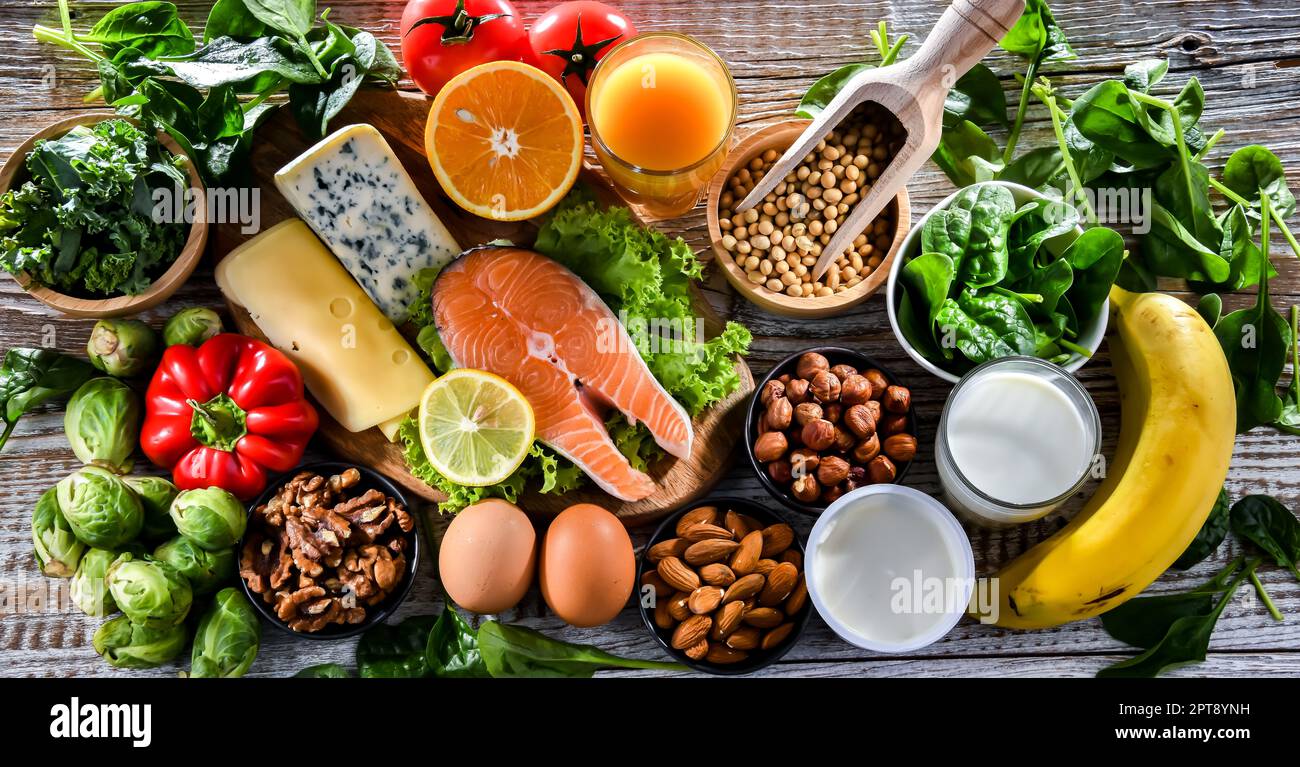 Food products recommended for osteoporosis and healthy bones Stock ...