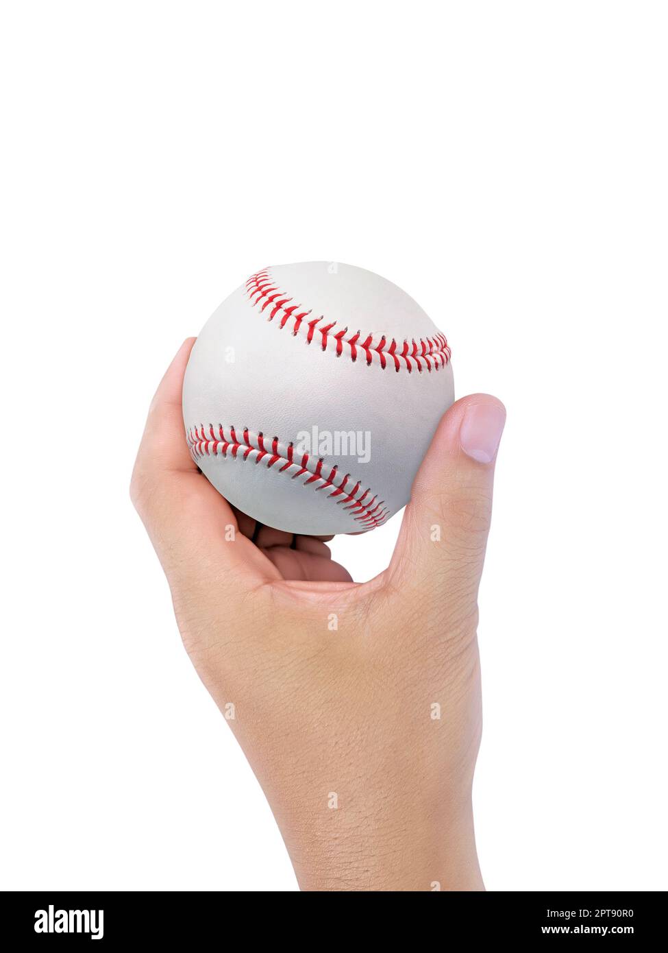 Baseball in hand on white background Stock Photo - Alamy