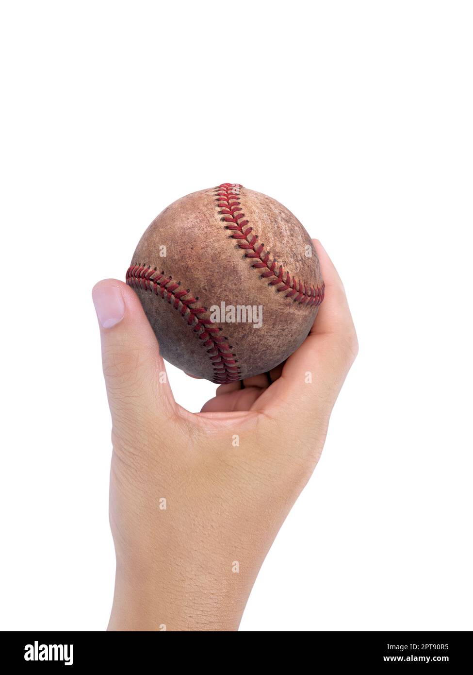 Baseball in hand on white background Stock Photo - Alamy