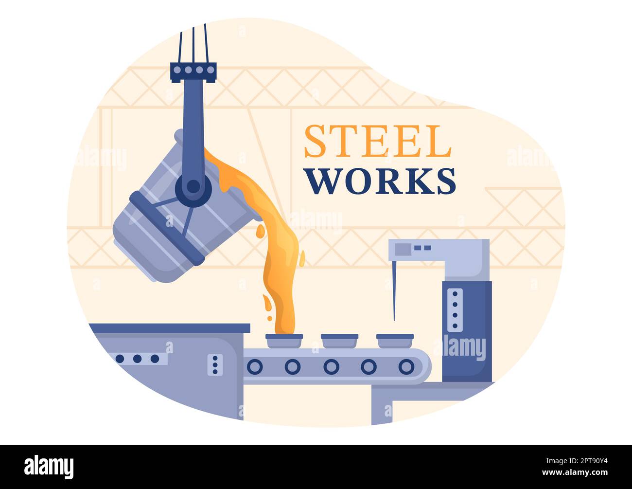 Steelworks with Resource Mining, Smelting of Metal in Big Foundry and ...
