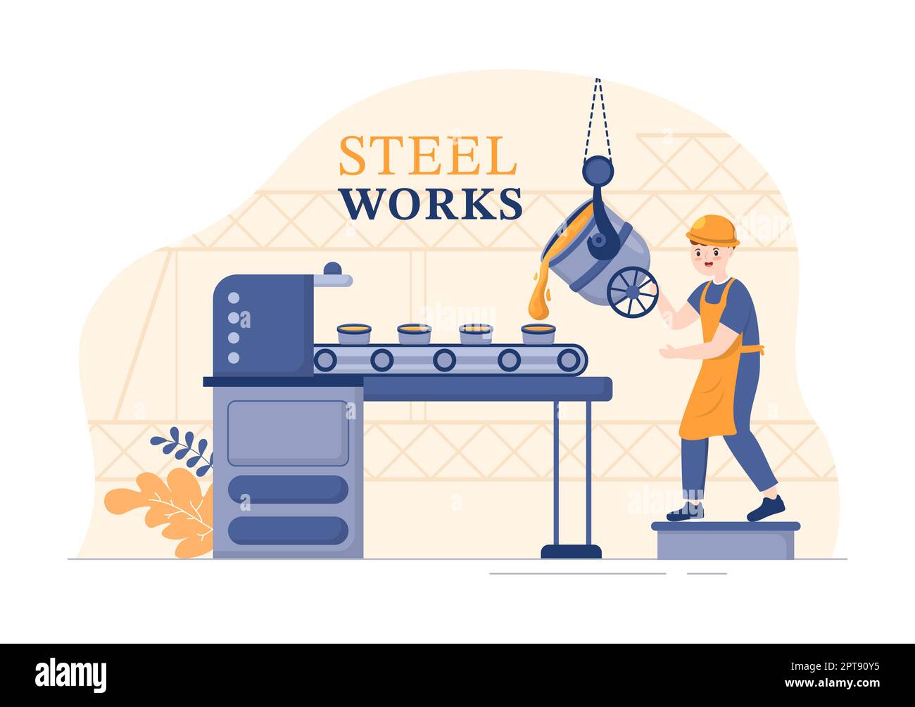 Steelworks with Resource Mining, Smelting of Metal in Big Foundry and ...