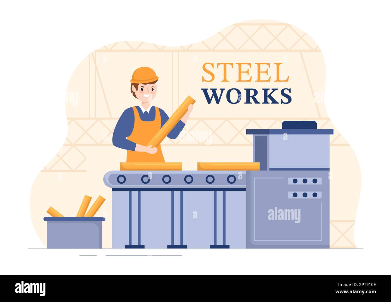 Steelworks with Resource Mining, Smelting of Metal in Big Foundry and Hot Steel Pouring in Flat ...