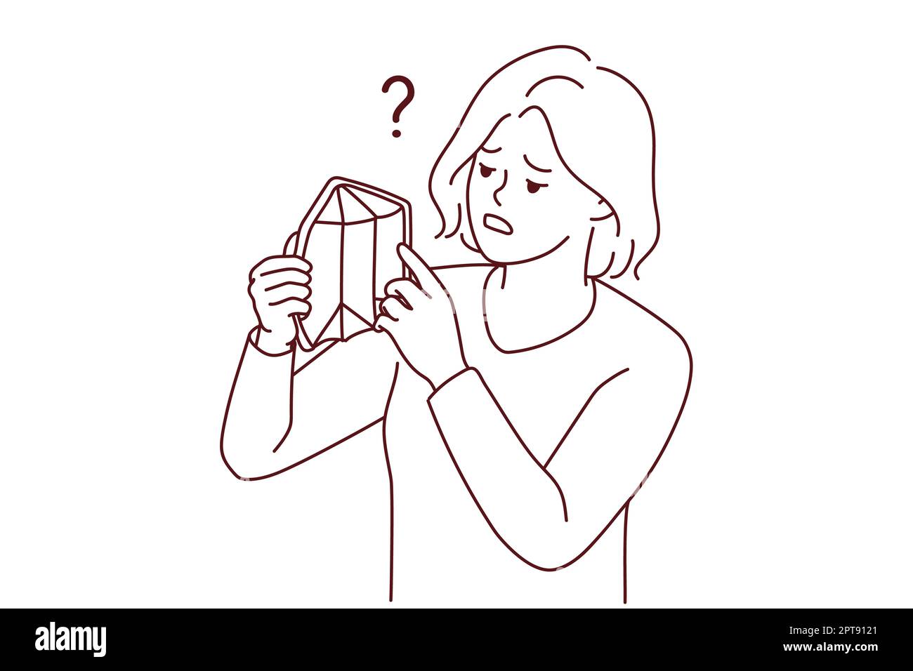 Distressed young woman with empty wallet suffer from bankruptcy ...