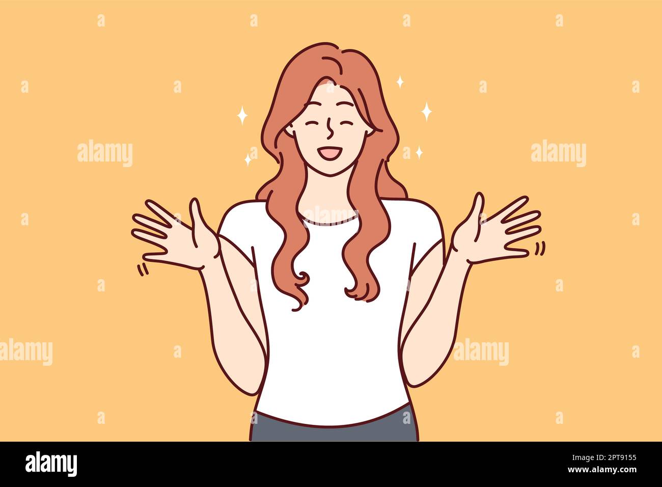 Excited young redhead woman feeling euphoric and overjoyed. Smiling ...