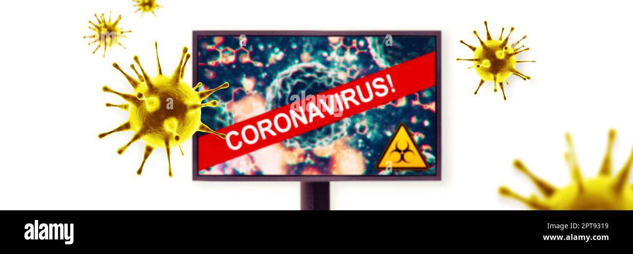 Dangerous corona virus, SARS pandemic risk concept. 3D illustration ...