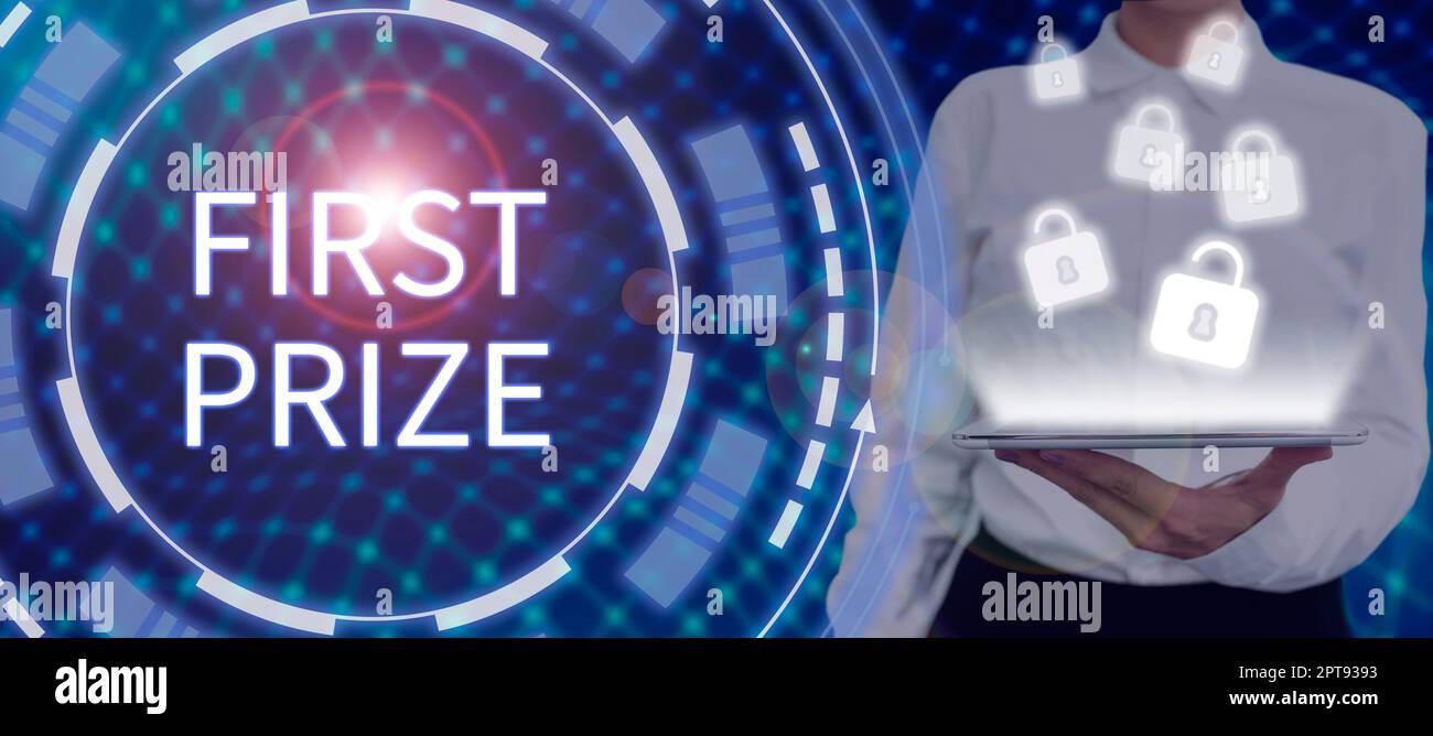 Conceptual caption First Prize, Business idea most coveted prize that ...