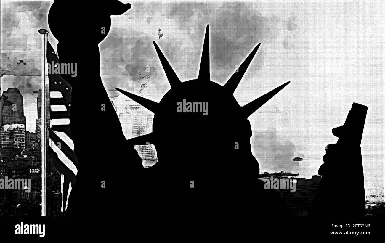 Statue of liberty hand draw digital art Stock Photo - Alamy