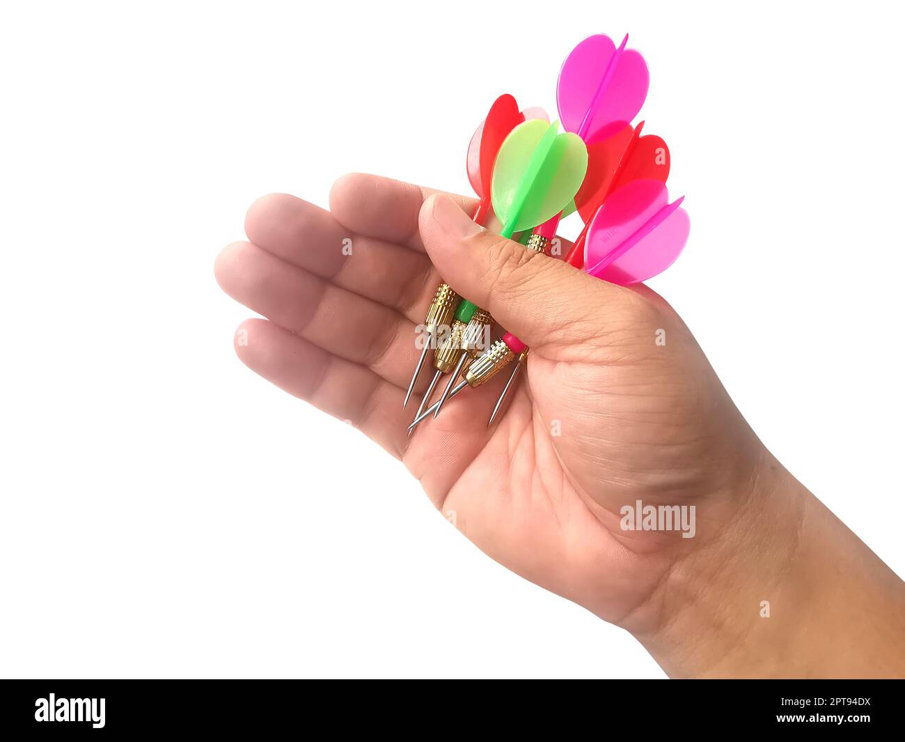 hand holding darts arrow isolated on white background. concept ...
