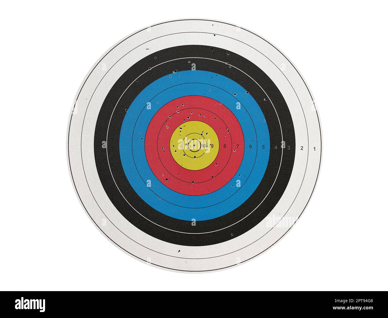 Numbered used dart board with number and full of dart holes Stock Photo ...
