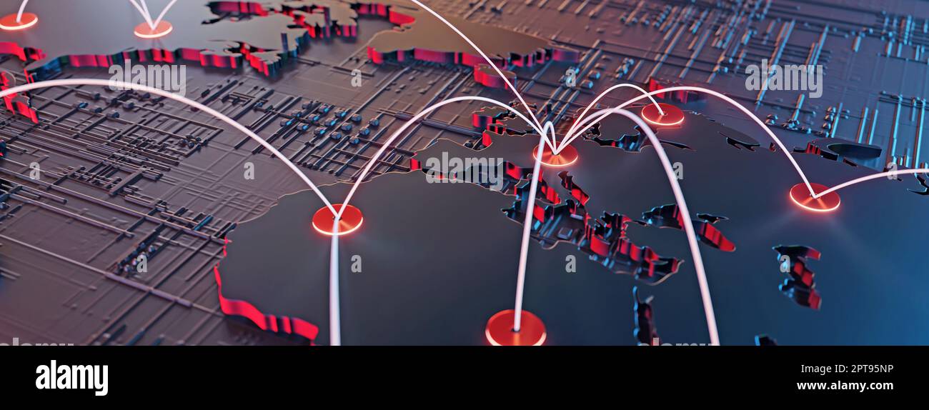 Global connection concept. Planet earth network sphere. 3d rendering ...