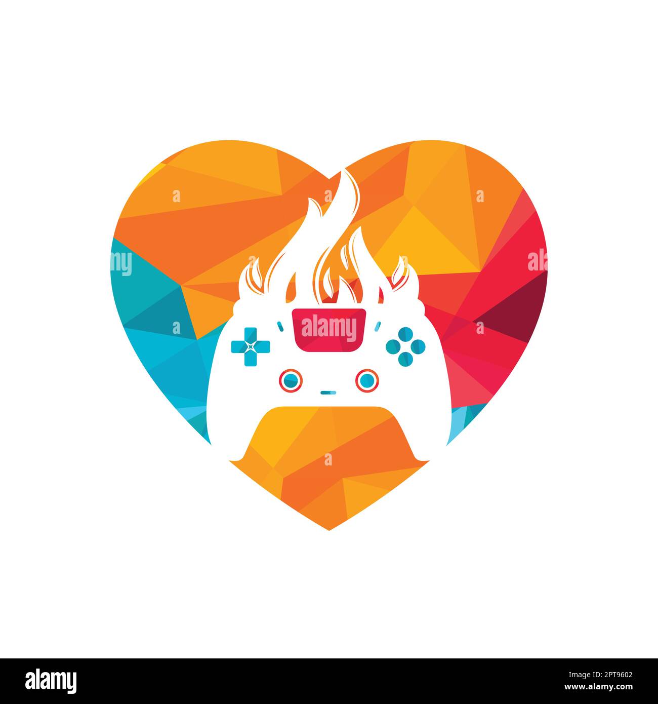 Furious gamer vector logo design. Keypad controller and fire flame ...