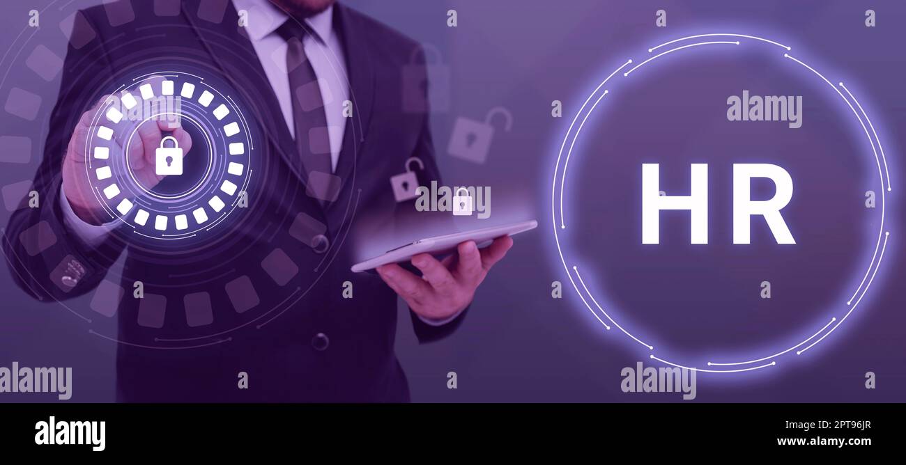 Text caption presenting Hr, Concept meaning human resource strategic ...