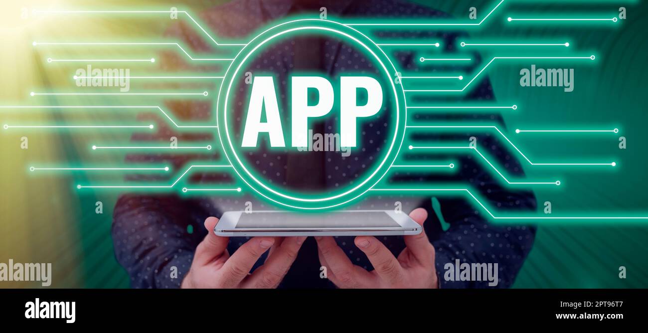 Hand writing sign App, Business approach computer or software application designed to run on a ...