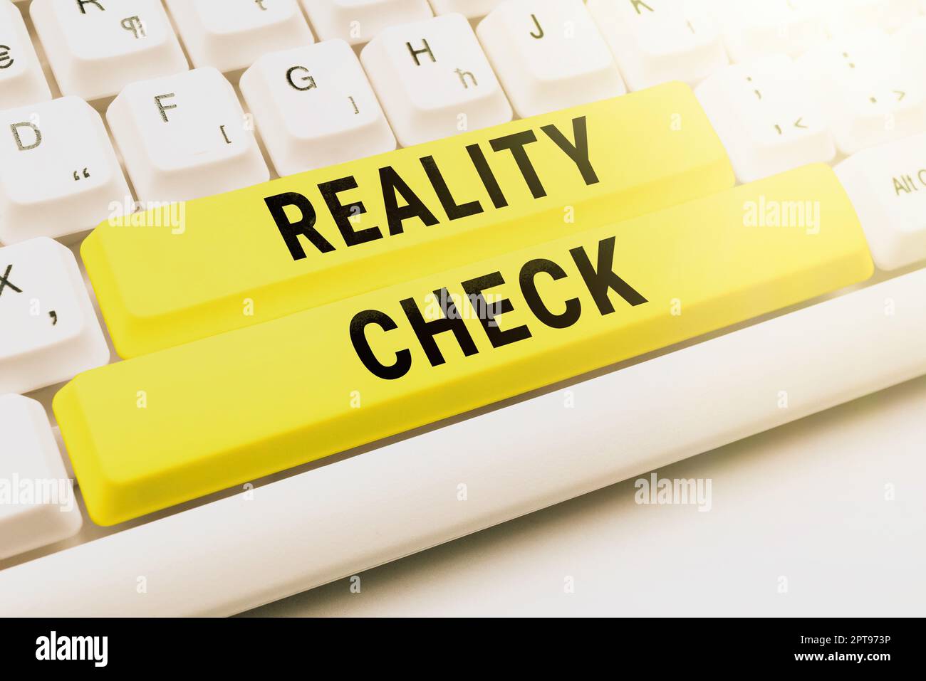 Hand writing sign Reality Check, Business approach making the person ...