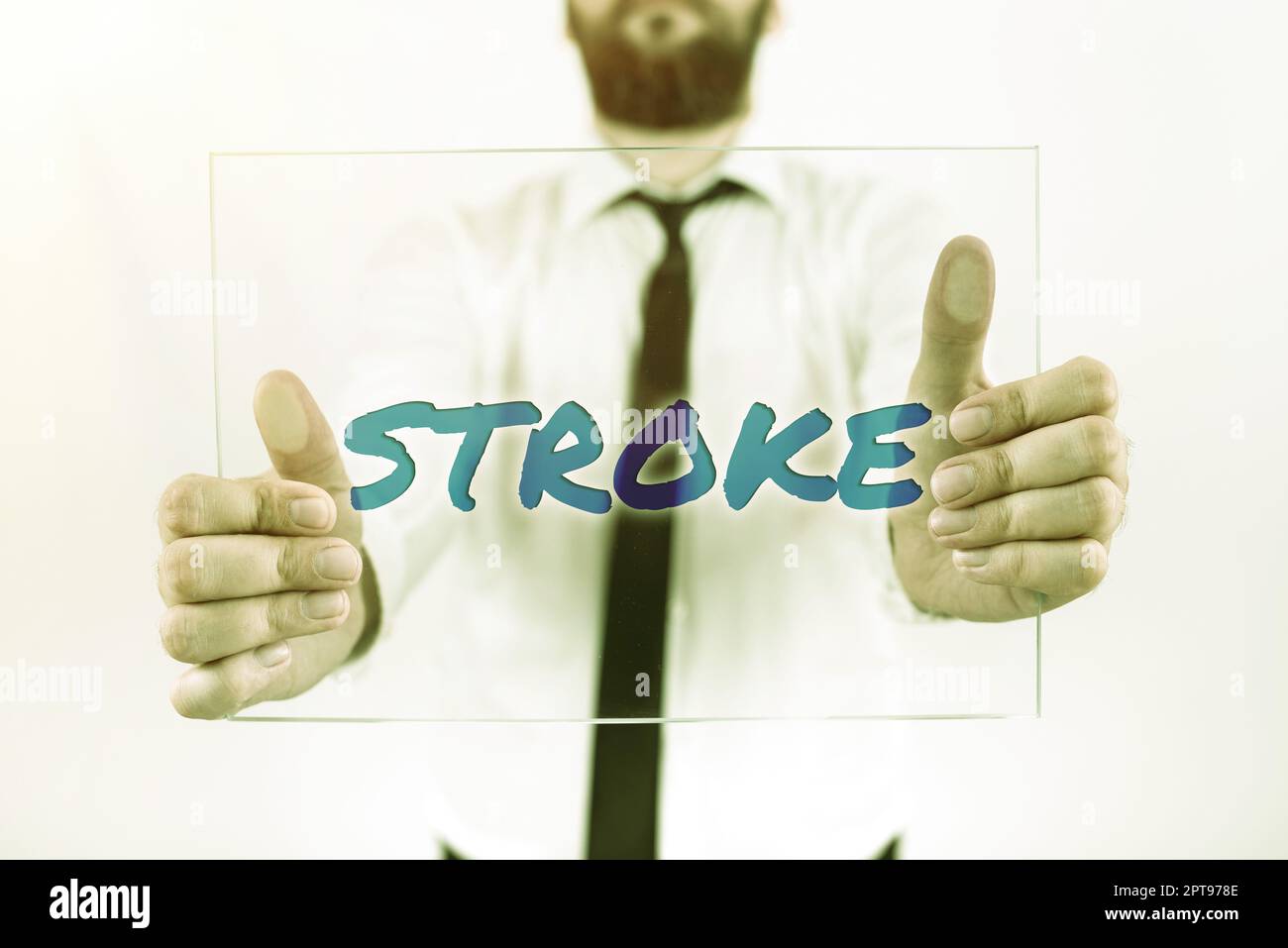 Hand writing sign Stroke, Business concept caused by bleeding into ...