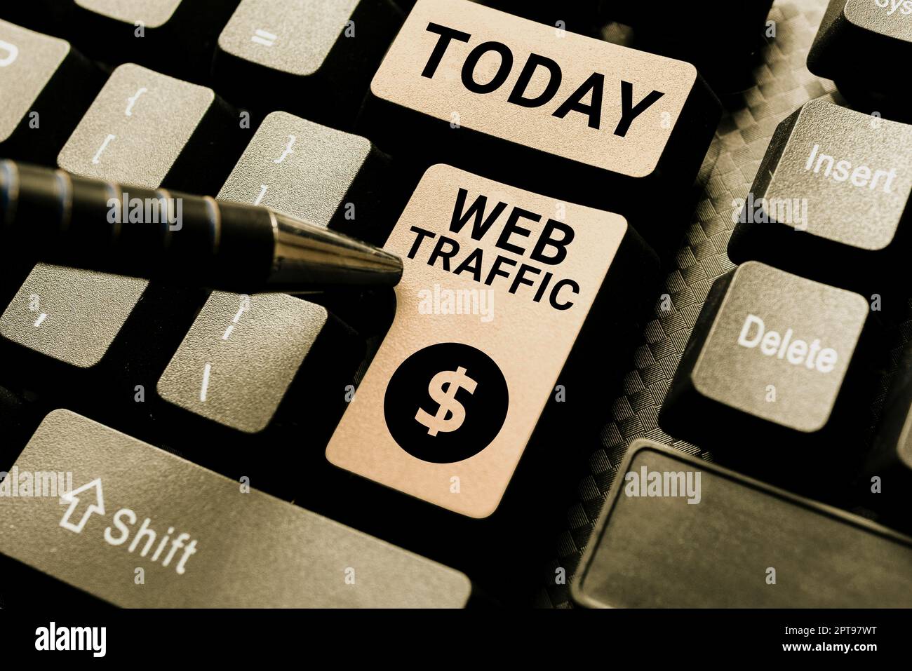 Conceptual display Web Traffic, Concept meaning amount of web users and ...
