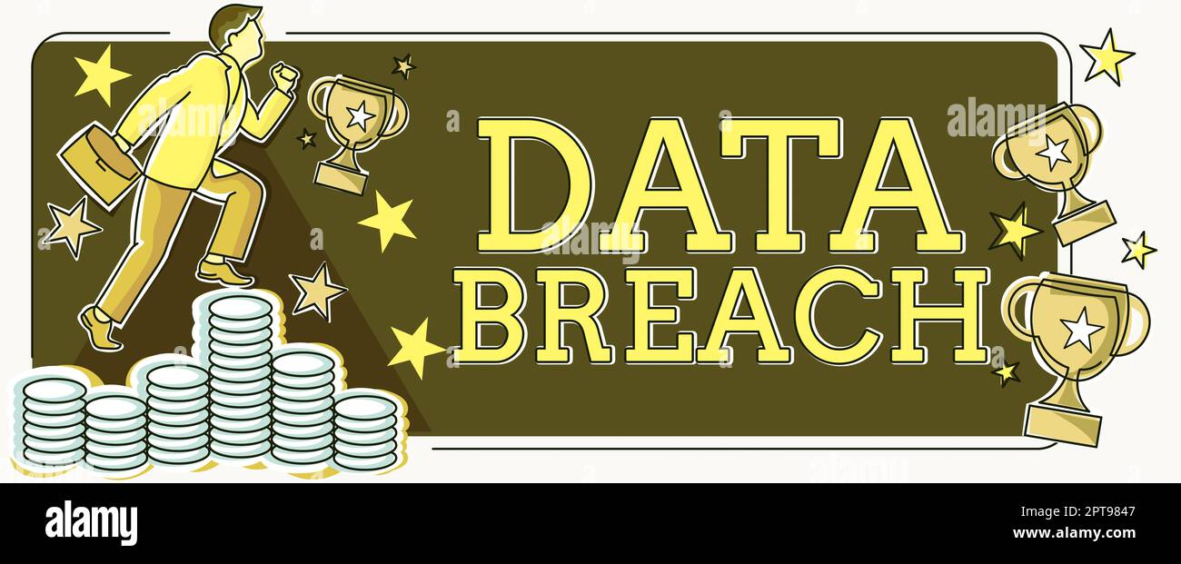 Conceptual display Data Breach, Word Written on unauthorized release of ...